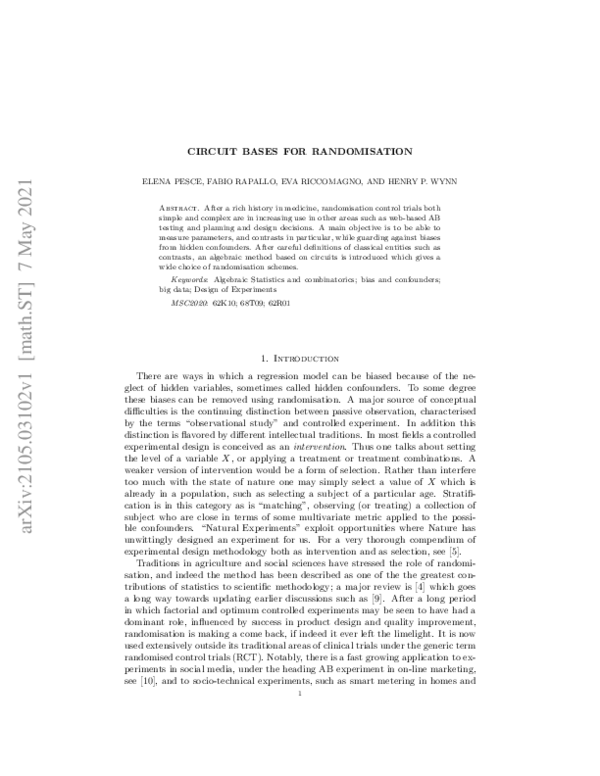 (PDF) Circuit bases for randomisation | Eva Riccomagno - Academia.edu