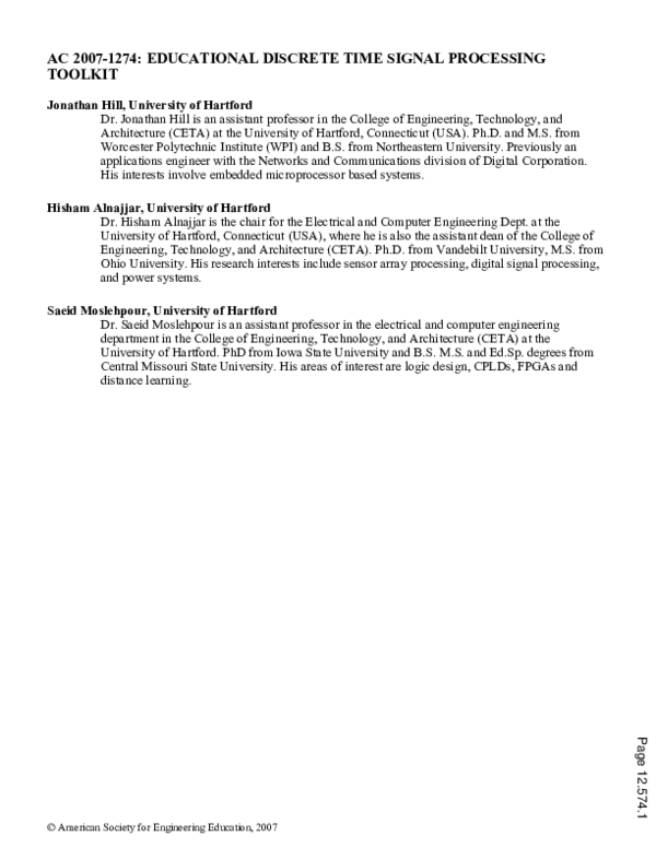 (PDF) Educational Discrete Time Signal Processing Toolkit