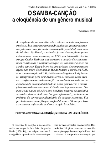 (PDF) O Samba-Canção: A Eloqüência De Um Gênero Musical