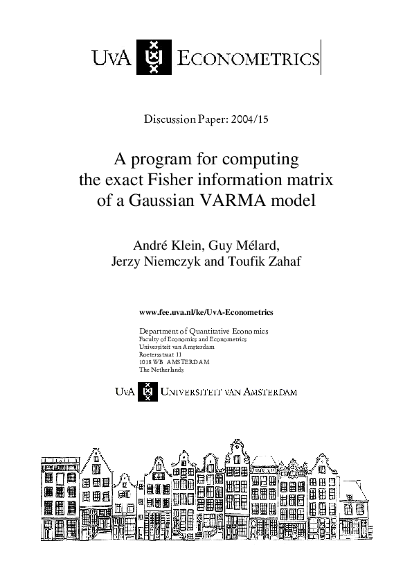 (PDF) A program for computing the exact fisher information matrix of a ...