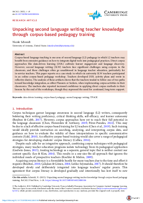 (PDF) Unpacking second language writing teacher knowledge through ...