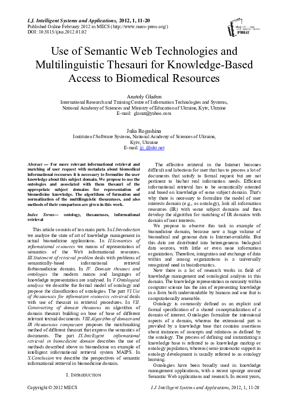 (PDF) Use of Semantic Web Technologies and Multilinguistic Thesauri for Knowledge-Based Access ...