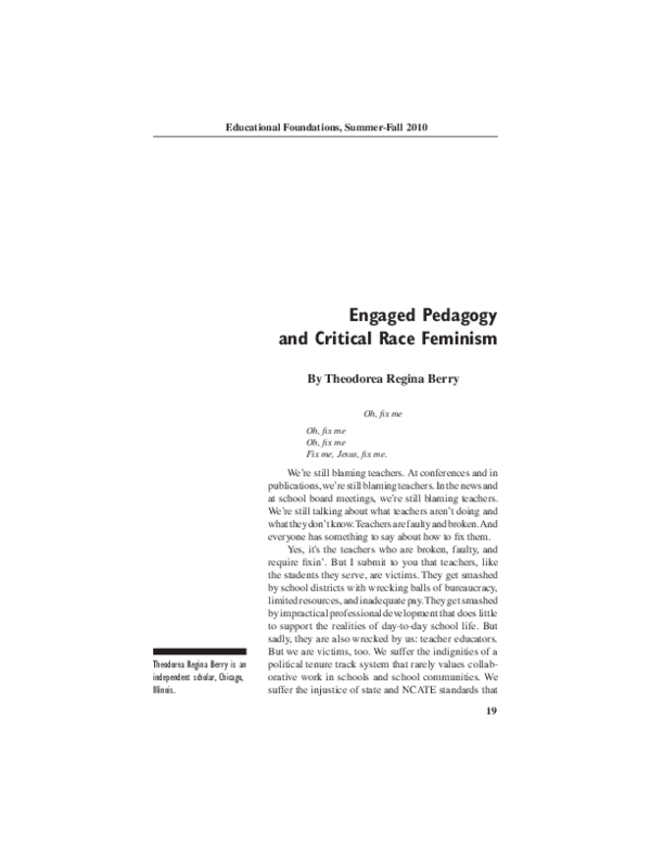 (PDF) [PDF]Engaged Pedagogy and Critical Race Feminism