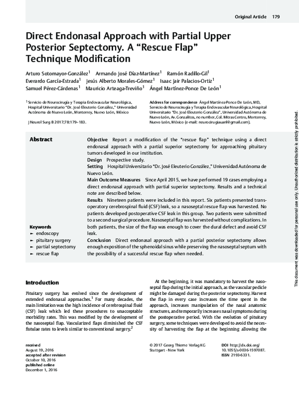 (PDF) Direct Endonasal Approach with Partial Upper Posterior Septectomy ...