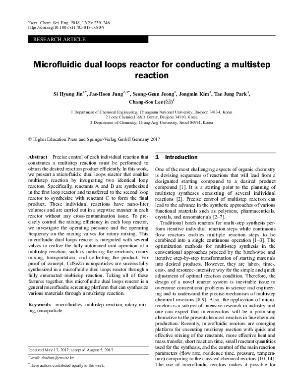 (PDF) Microfluidic dual loops reactor for conducting a multistep reaction