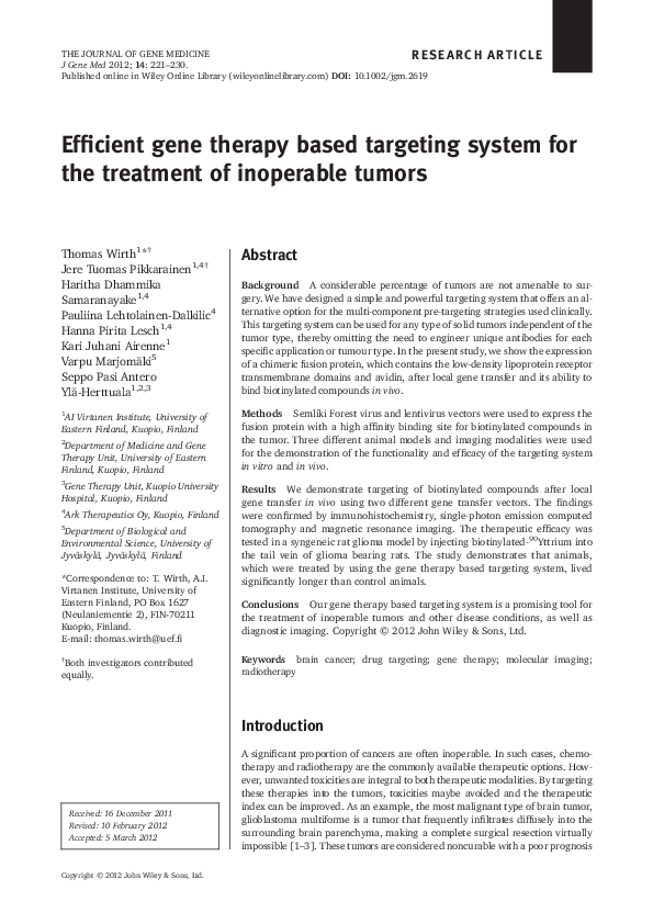 (PDF) Efficient gene therapy based targeting system for the treatment ...