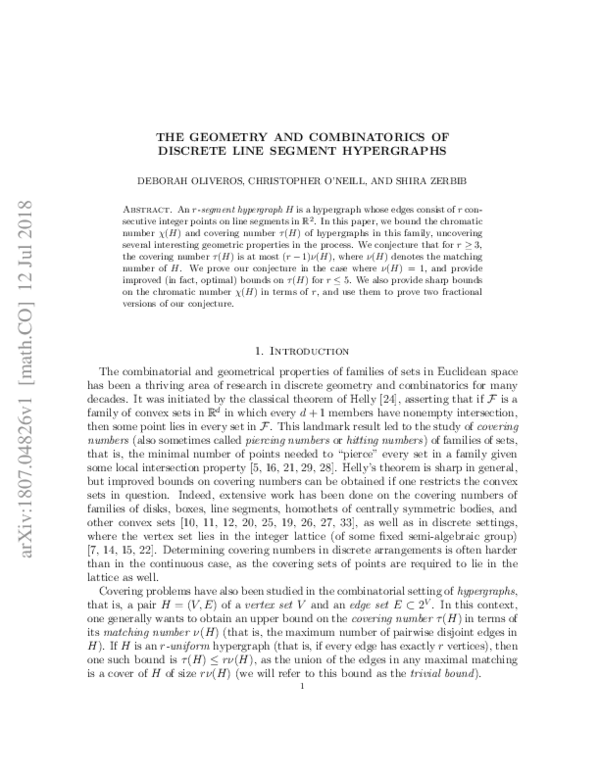 (PDF) The geometry and combinatorics of discrete line segment hypergraphs