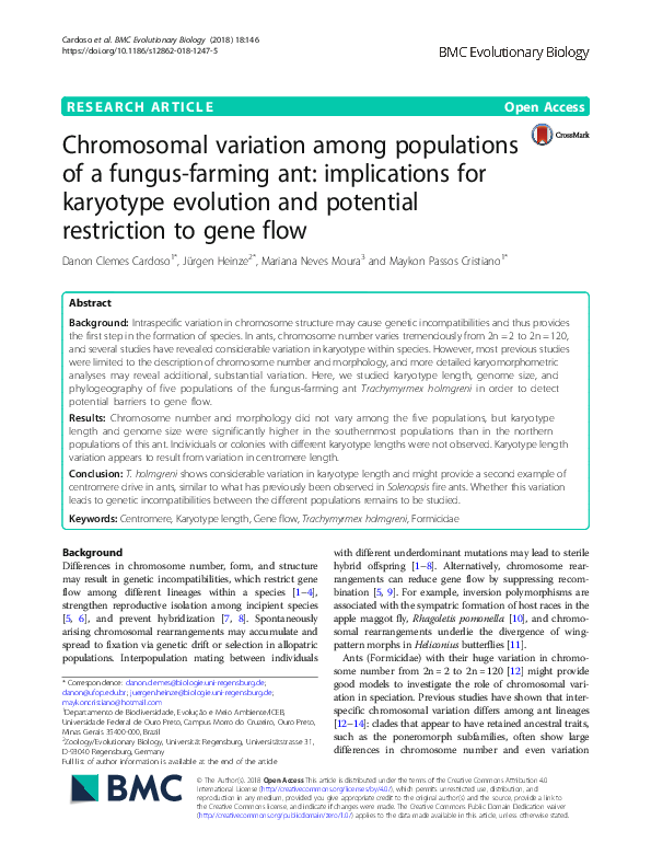 (PDF) Chromosomal variation among populations of a fungus-farming ant ...