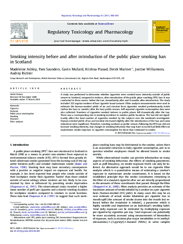 (PDF) Smoking intensity before and after introduction of the public ...