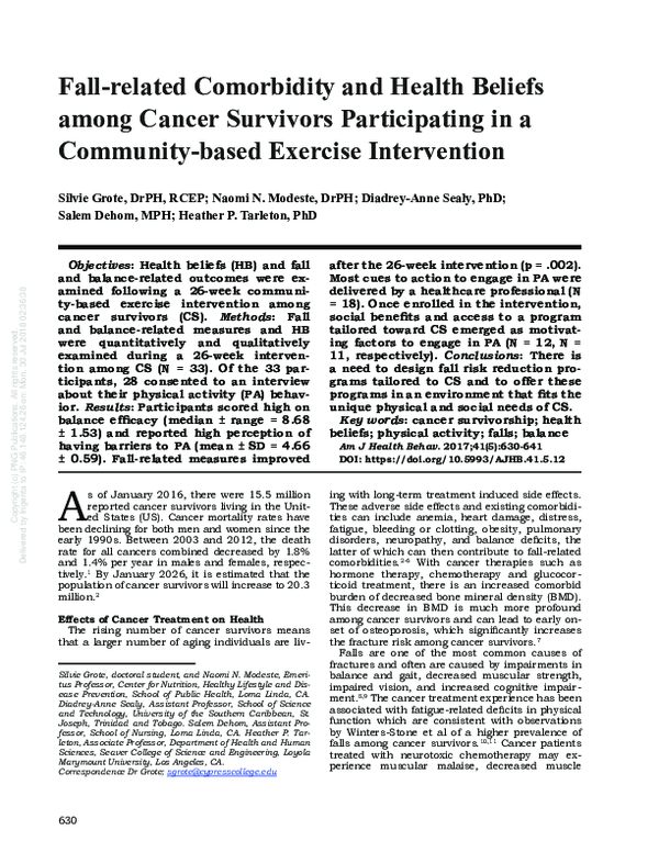 (PDF) Fall-related Comorbidity and Health Beliefs among Cancer ...