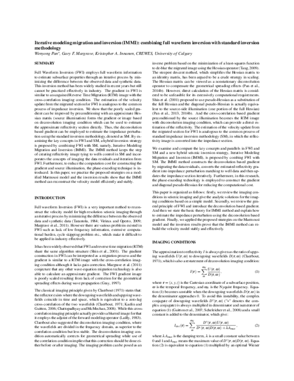 (PDF) Iterative modeling migration and inversion (IMMI): Combining full waveform inversion with ...