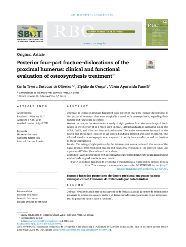 (PDF) Posterior four-part fracture-dislocations of the proximal humerus: clinical and functional ...