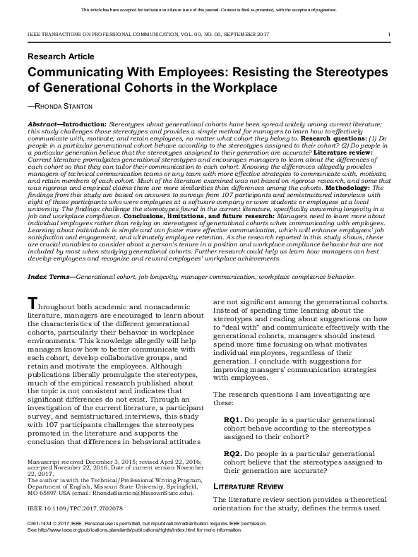 (PDF) Communicating With Employees: Resisting the Stereotypes of ...