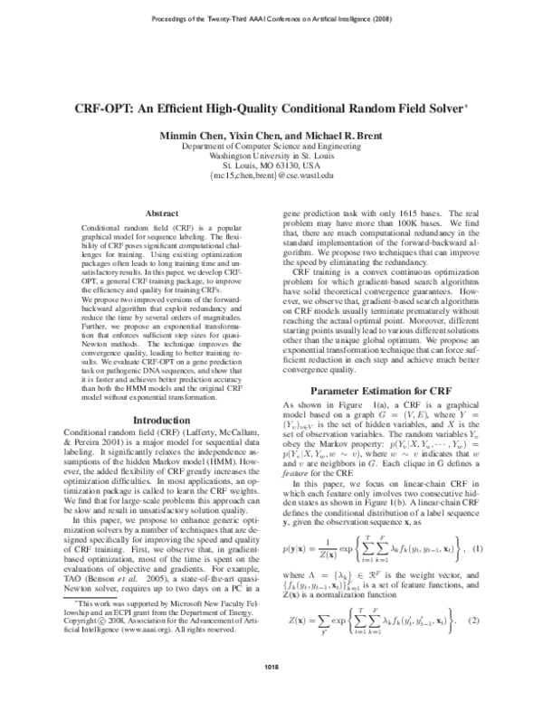 (PDF) CRF-OPT: An efficient high-quality conditional random field solver