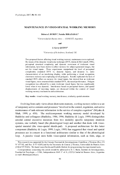 (PDF) Maintenance in Visuo-Spatial Working Memory | natalia irrazabal - Academia.edu