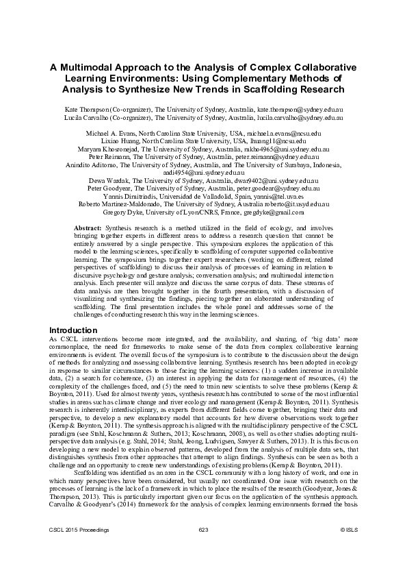 (PDF) A Multimodal Approach to the Analysis of Complex Collaborative Learning Environments ...