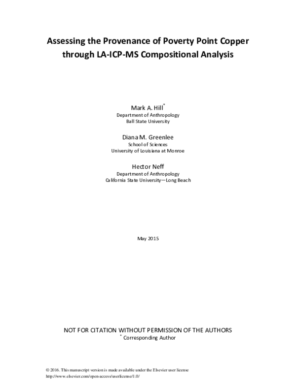 (PDF) Assessing the provenance of Poverty Point copper through LA-ICP-MS compositional analysis ...