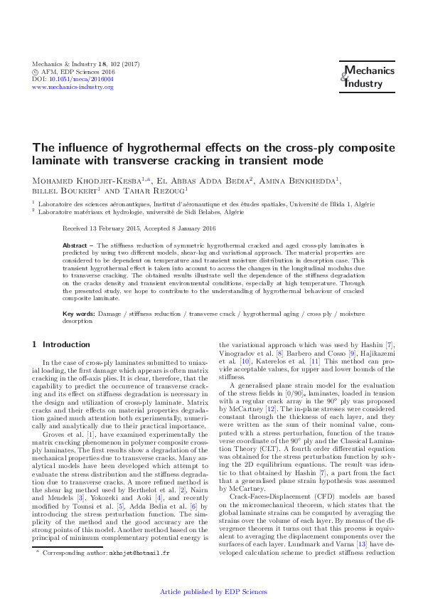 (PDF) The influence of hygrothermal effects on the cross-ply composite ...
