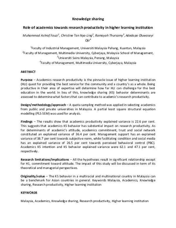 (PDF) Knowledge sharing