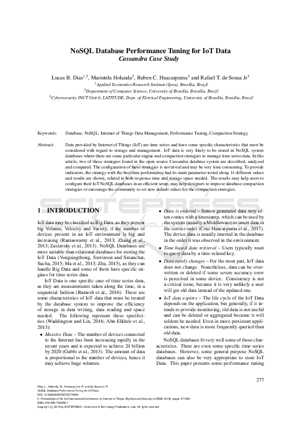 (PDF) NoSQL Database Performance Tuning for IoT Data - Cassandra Case Study