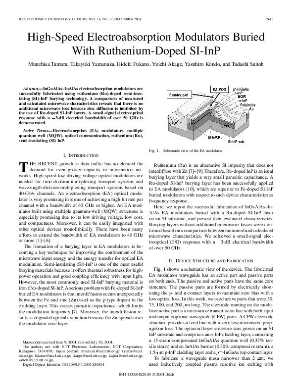 (PDF) High-Speed Electroabsorption Modulators Buried With Ruthenium-Doped SI-InP | Enrique ...