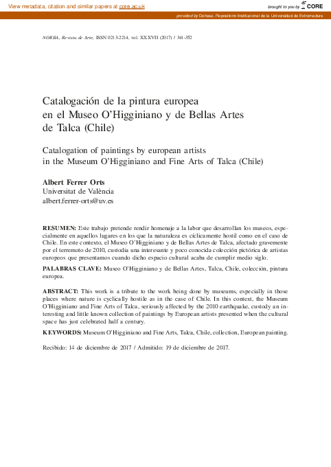 (PDF) Catalogation of paintings by european artists in the Museum O ...