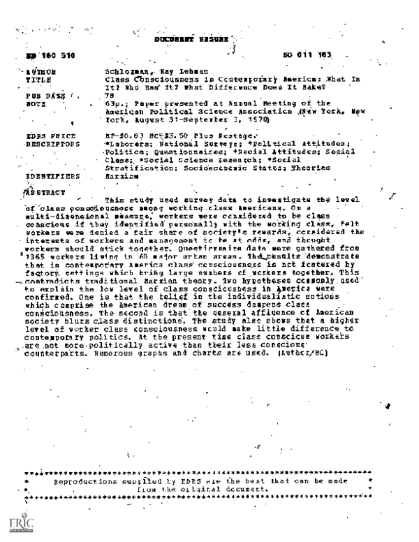 (PDF) Class Consciousness in Contemporary America: What Is It? Who Has It? What Difference Does ...