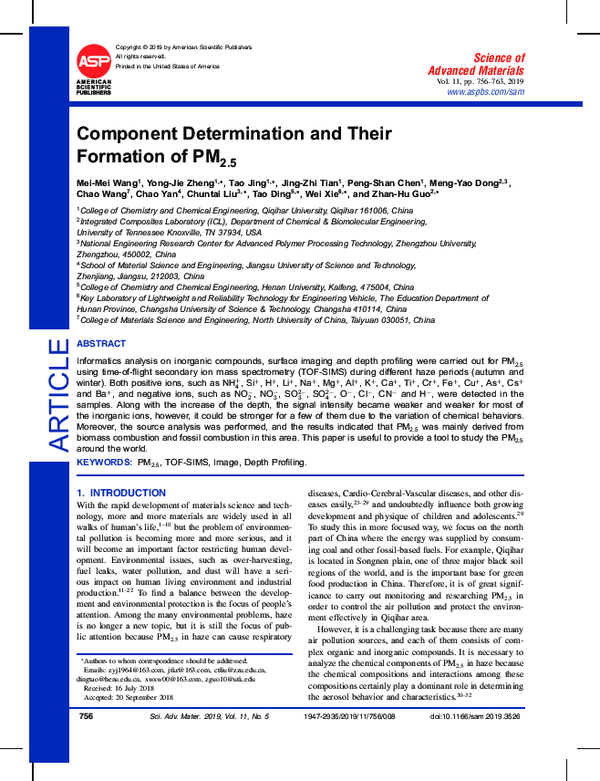 (PDF) Component Determination and Their Formation of PM2.5 | agus dwi ...