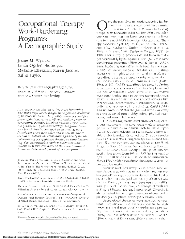 (PDF) Occupational Therapy Work-Hardening Programs: A Demographic Study