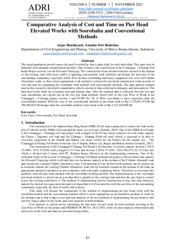 (PDF) Comparative Analysis of Cost and Time on Pier Head Elevated Works ...