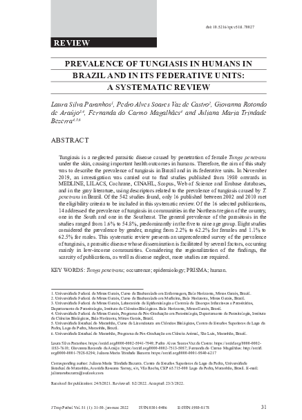 (PDF) Prevalence of tungiasis in humans in Brazil and in its federative ...