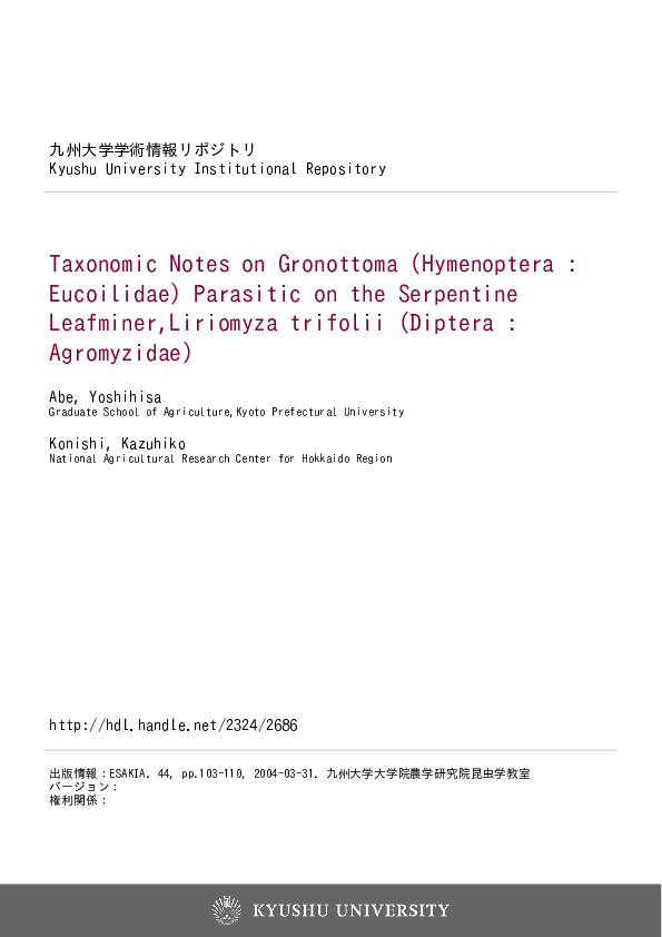 (PDF) Taxonomic Notes on Gronottoma (Hymenoptera : Eucoilidae ...