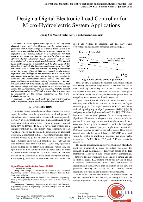 (PDF) Design a Digital Electronic Load Controller for Micro-Hydroelectric System Applications