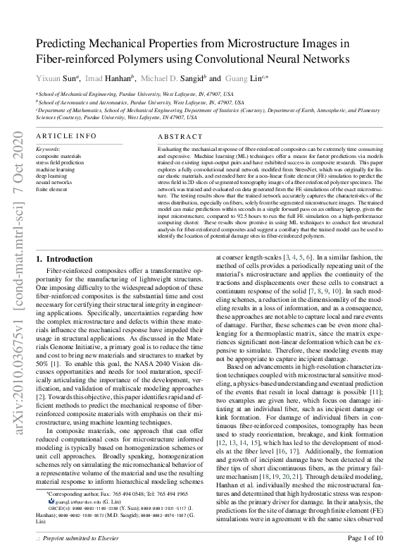 (PDF) Predicting Mechanical Properties from Microstructure Images in Fiber-reinforced Polymers ...