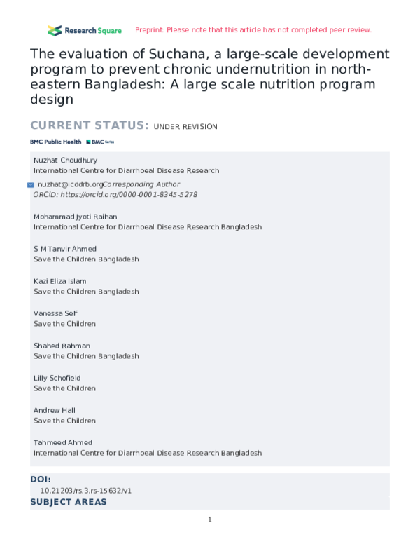 (PDF) The evaluation of Suchana, a large-scale development program to ...
