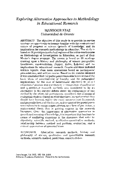 (PDF) Exploring alternative approaches to methodology in educational ...