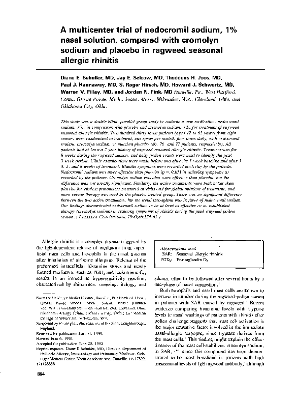 (PDF) A multicenter trial of nedocromil sodium, 1% nasal solution ...
