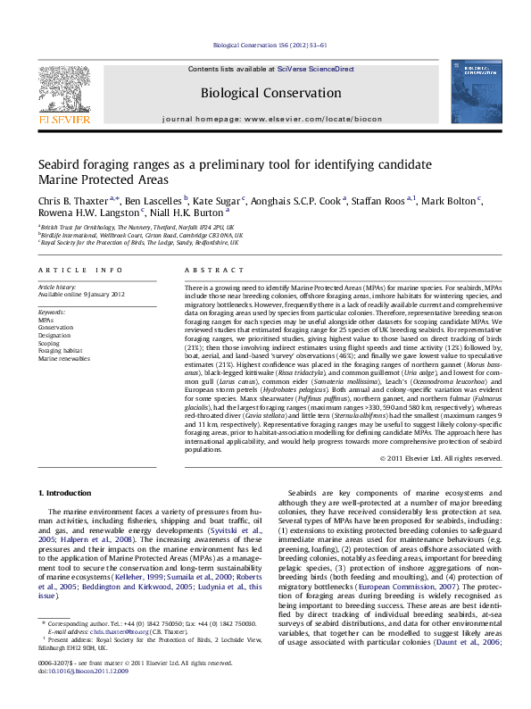 (PDF) Seabird foraging ranges as a preliminary tool for identifying ...