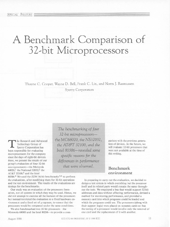 (PDF) A Benchmark Comparison of 32-bit Microprocessors