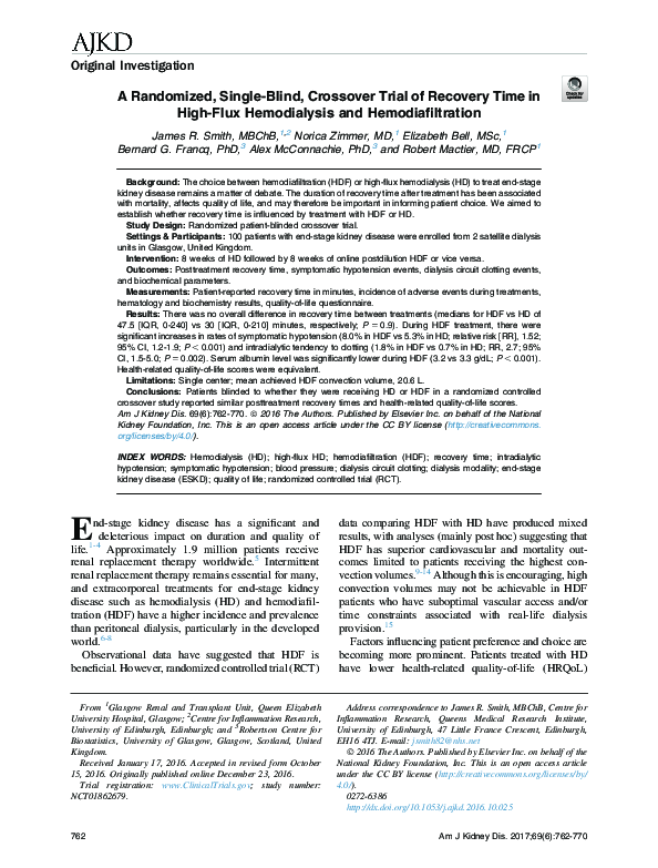 (PDF) A Randomized, Single-Blind, Crossover Trial of Recovery Time in ...