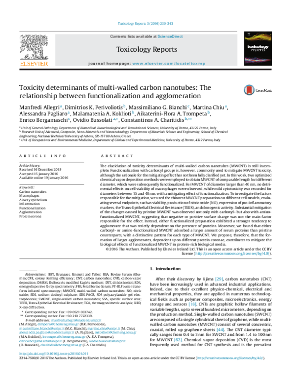 (PDF) Toxicity determinants of multi-walled carbon nanotubes: The relationship between ...