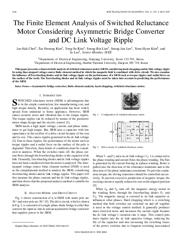 Pdf The Finite Element Analysis Of Switched Reluctance Motor