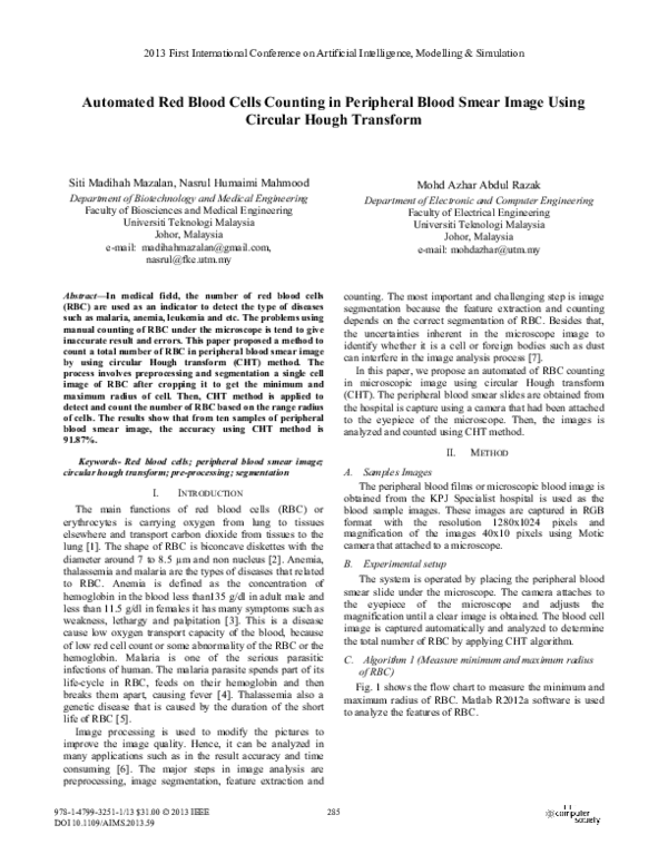(PDF) Automated Red Blood Cells Counting in Peripheral Blood Smear ...