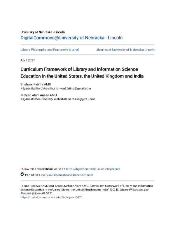 (PDF) Curriculum Framework of Library and Information Science Education ...