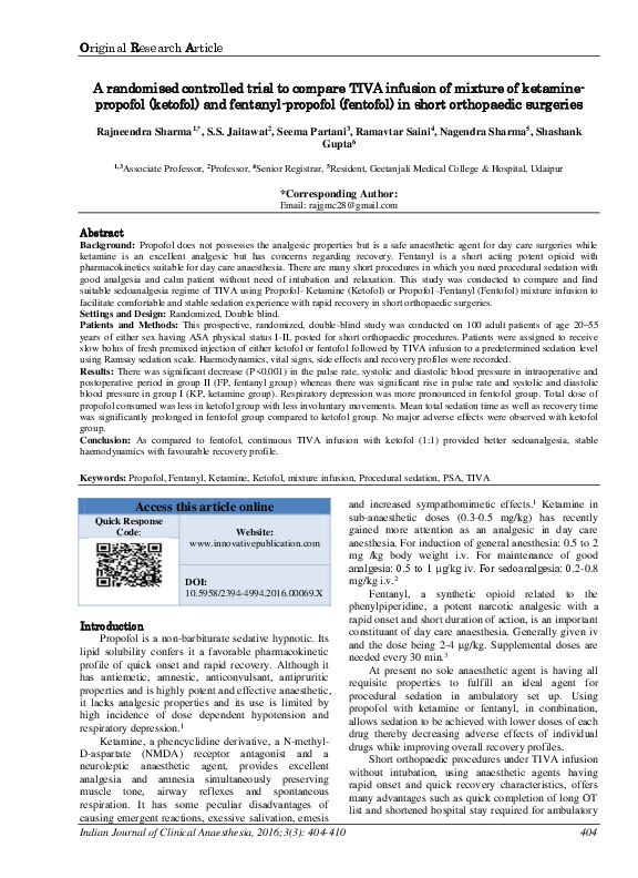 (PDF) A randomised controlled trial to compare TIVA infusion of mixture ...