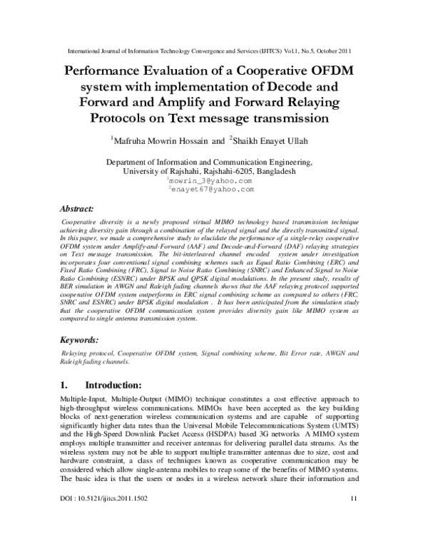 Pdf Outage Performance Of Decode Forward And Amplify Forward Protocols In Cooperative Wireless