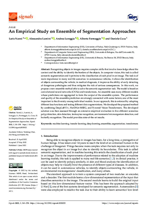 (PDF) An Empirical Study on Ensemble of Segmentation Approaches