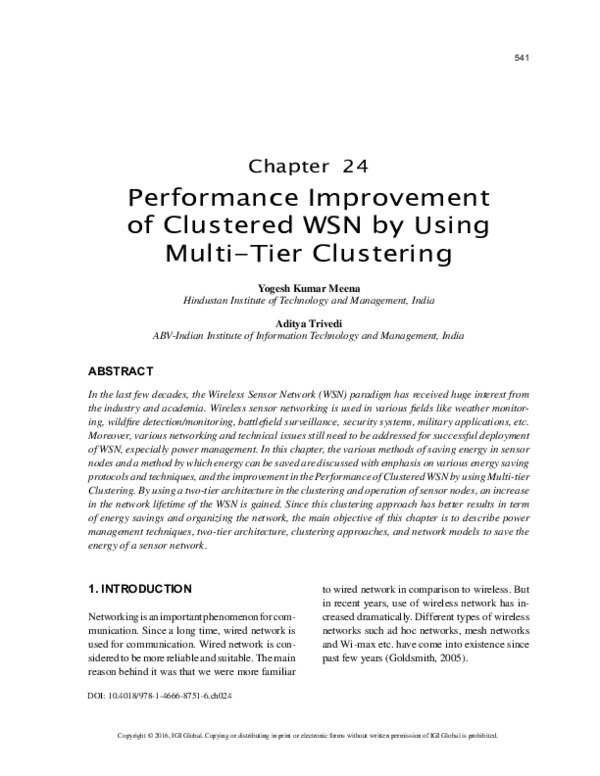 (PDF) Performance Improvement of Clustered WSN by Using Multi-Tier Clustering