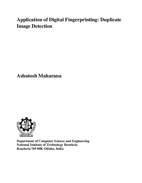 (PDF) Application of Digital Fingerprinting: Duplicate Image Detection
