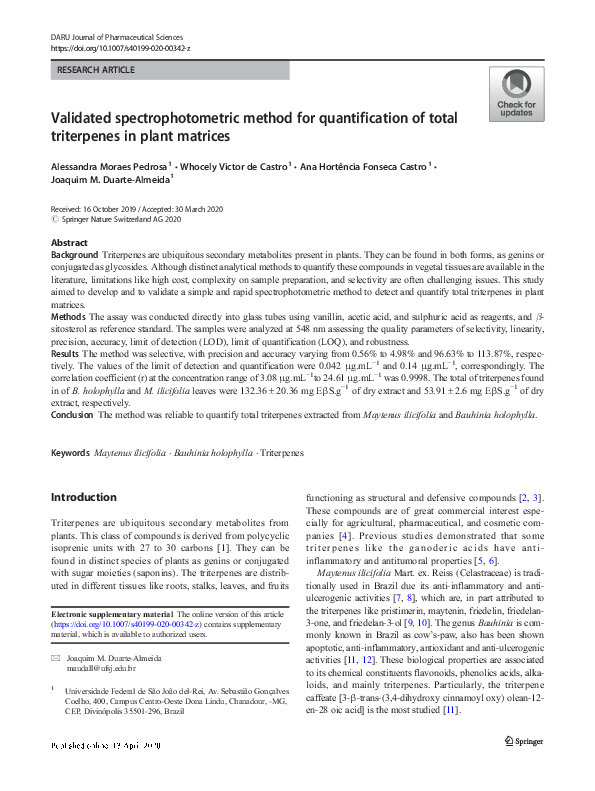 Pdf Validated Spectrophotometric Method For Quantitative